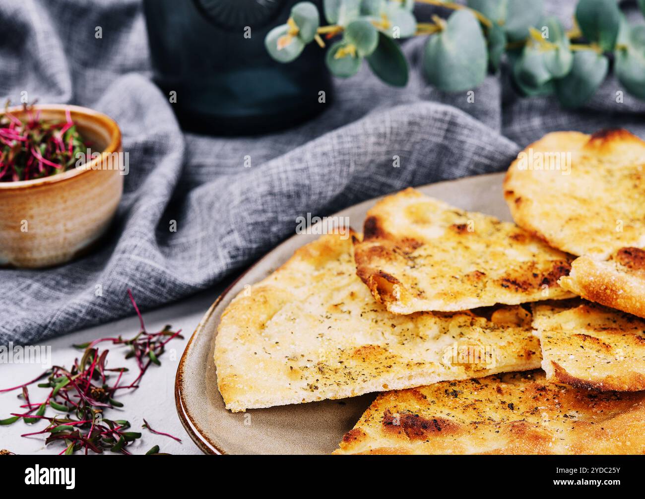 Baked traditional Italian focaccia bread Stock Photo - Alamy