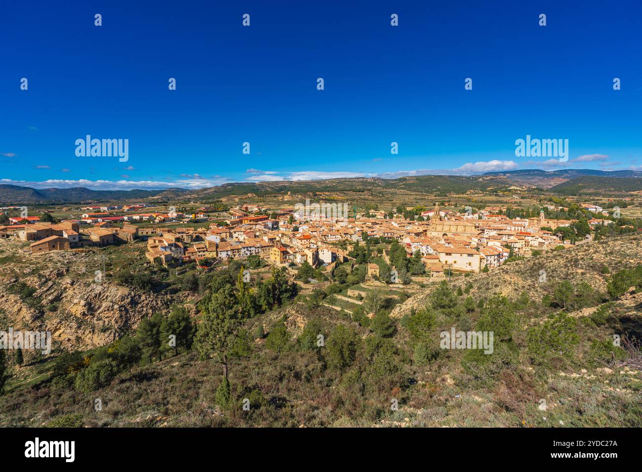 Panoramic View of Rubielos de Mora in Teruel province, it is one of the ...