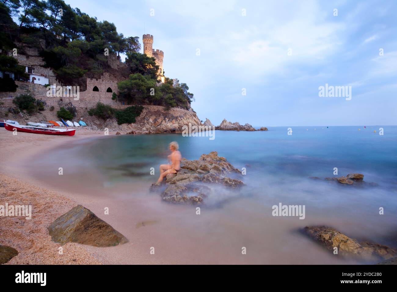 Sa caleta cove and Castle of d'en Plaja, Lloret de Mar, Costa Brava ...