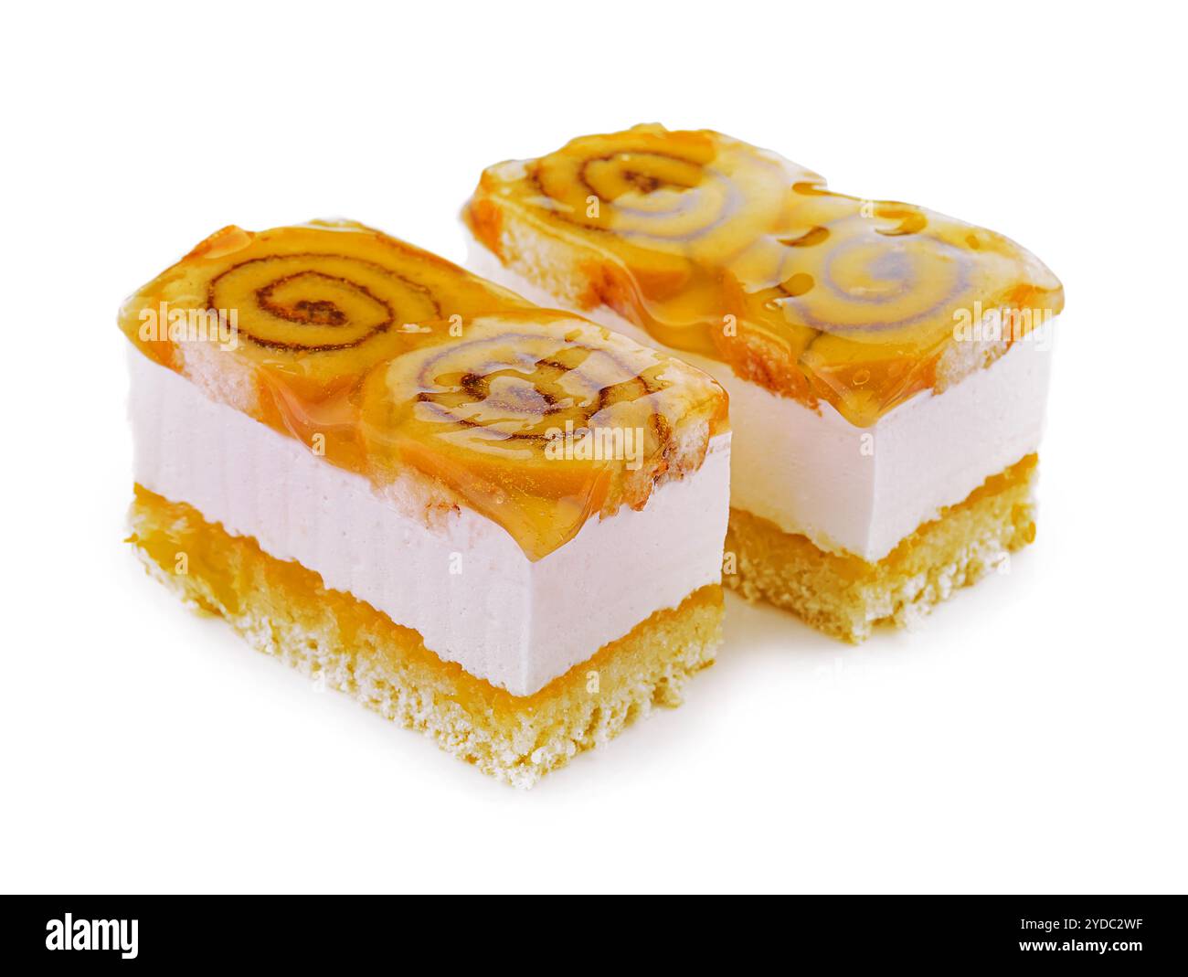 Two slices cheese cake with jellied layer Stock Photo - Alamy