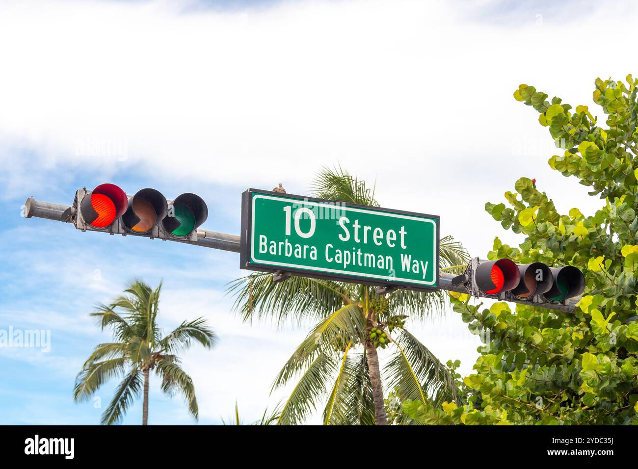 Street sign for Barbara Capitman Way and 10th Street at South Beach ...