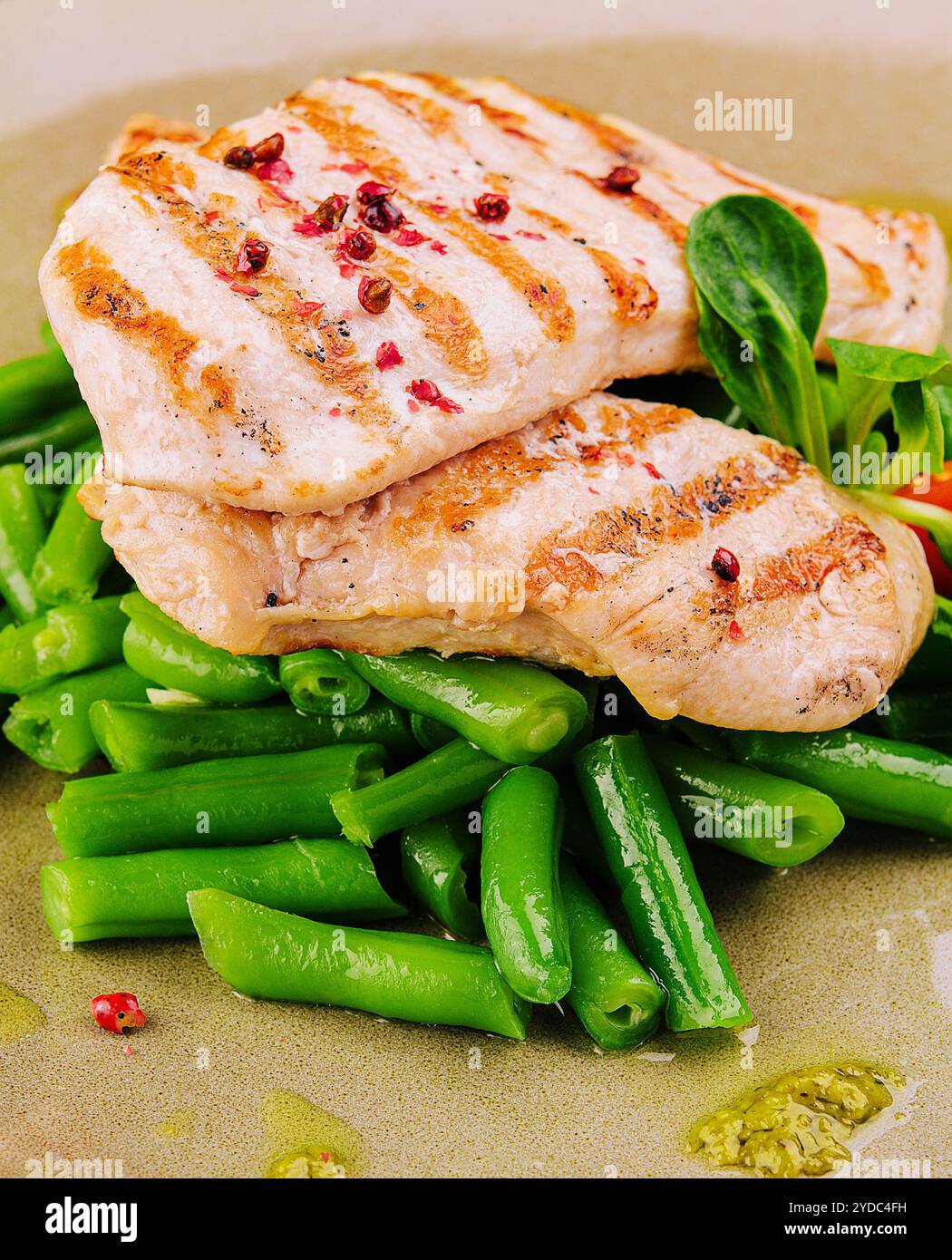 Grilled chicken fillets on plate hi-res stock photography and images ...