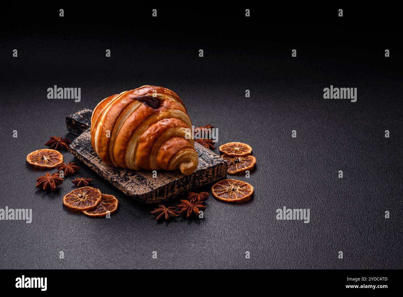 Delicious crispy sweet croissant cornet with chocolate Stock Photo - Alamy