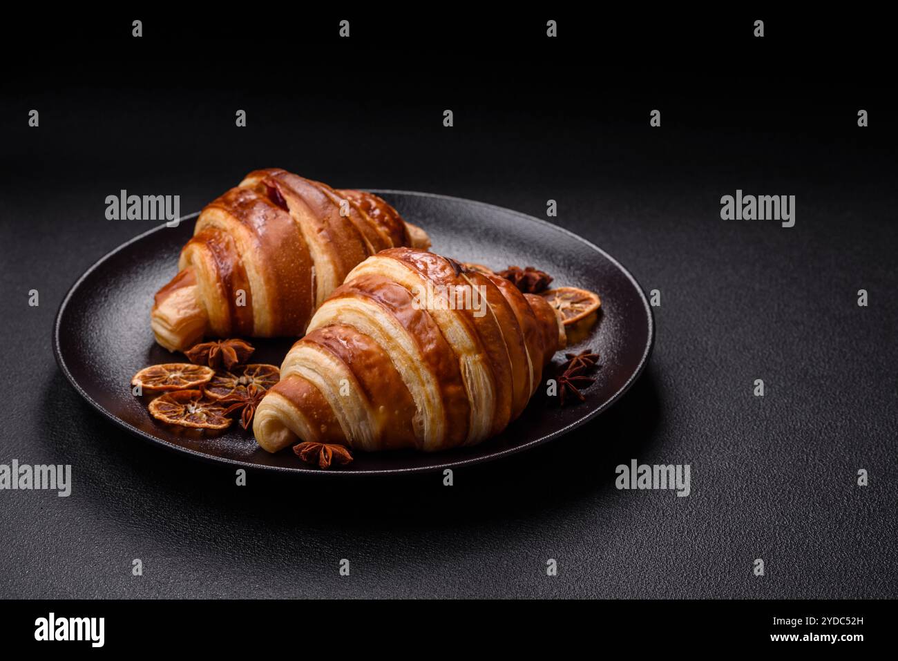 Delicious crispy sweet croissant cornet with chocolate Stock Photo - Alamy