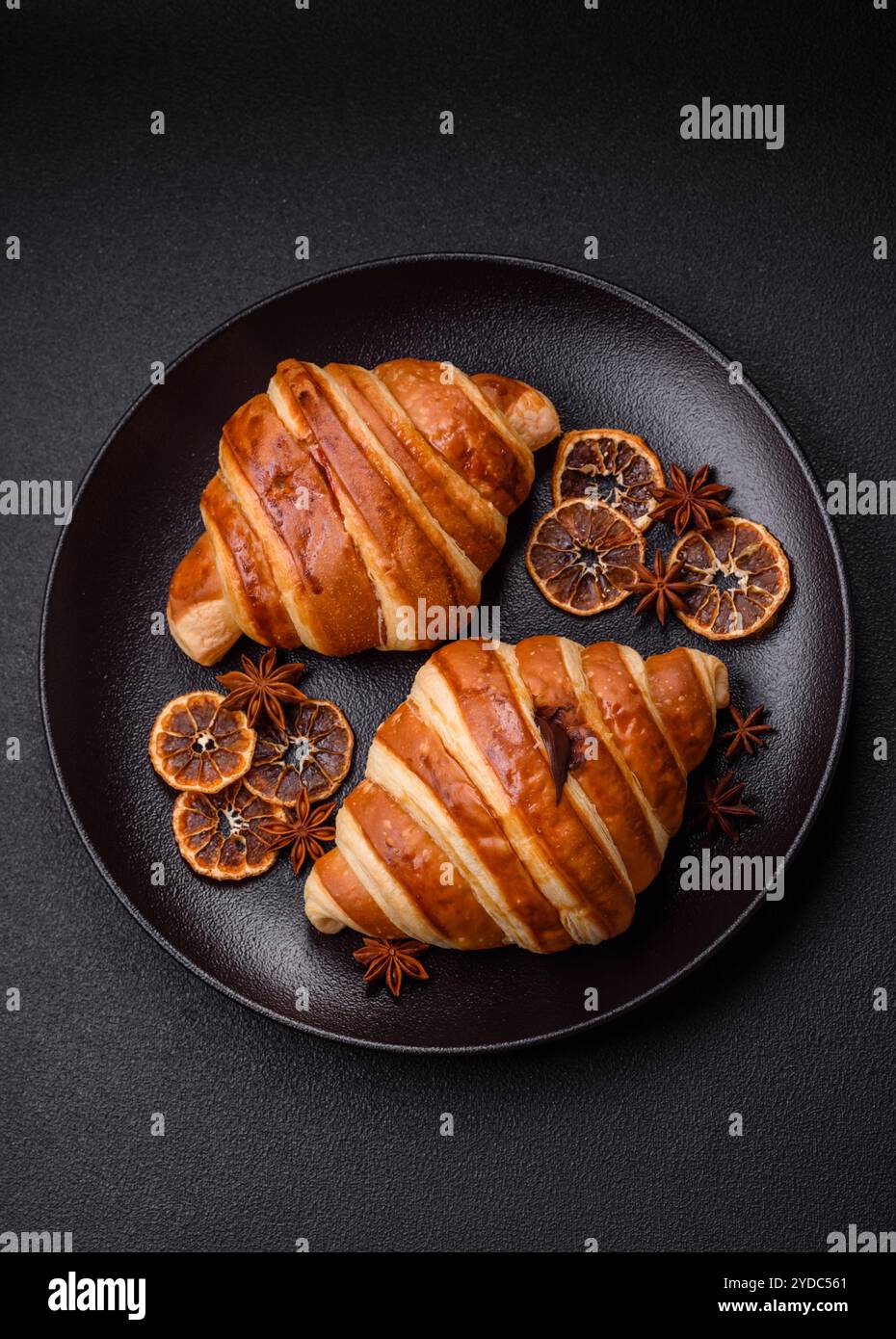 Delicious crispy sweet croissant cornet with chocolate Stock Photo - Alamy