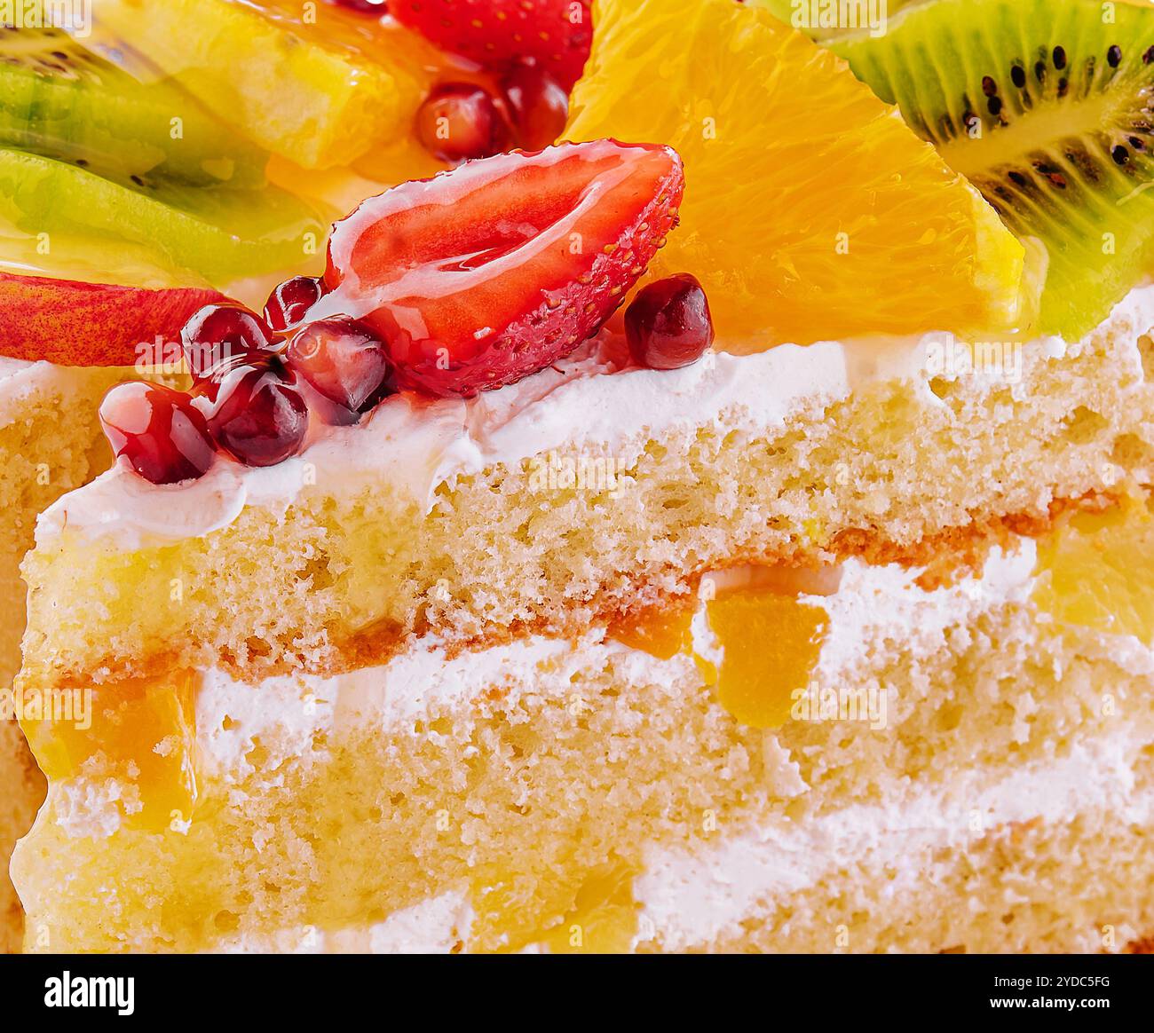 Sponge cake with berries and fruits Stock Photo - Alamy
