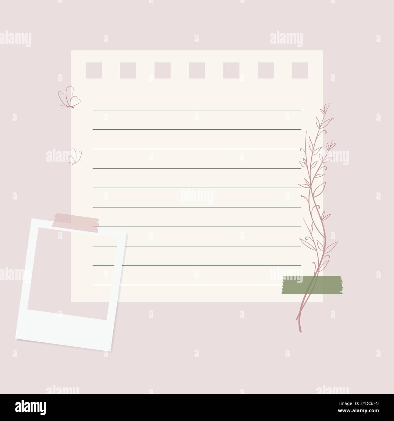 Minimalistic vector with plants on notepad background Stock Vector ...