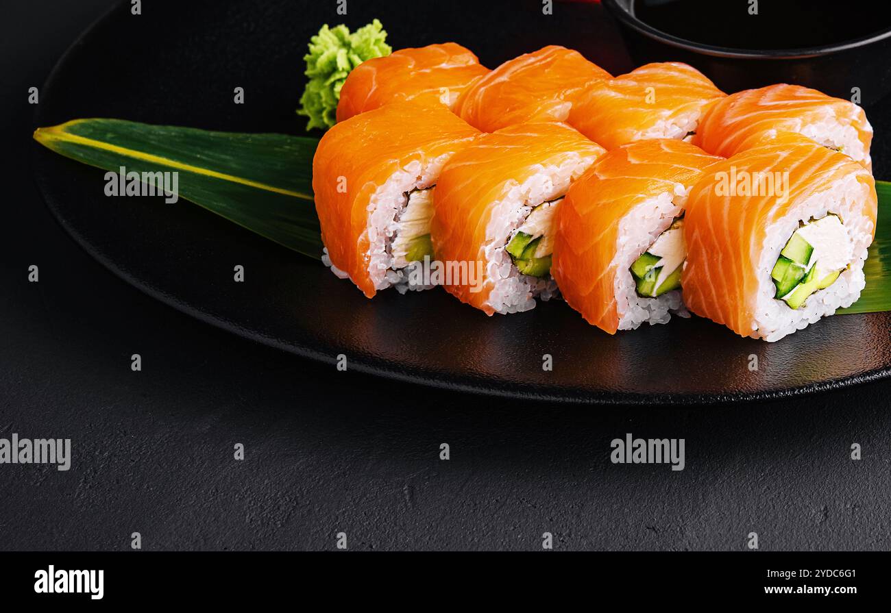 Philadelphia Sushi Rolls Set with Salmon and Cream Cheese Stock Photo ...