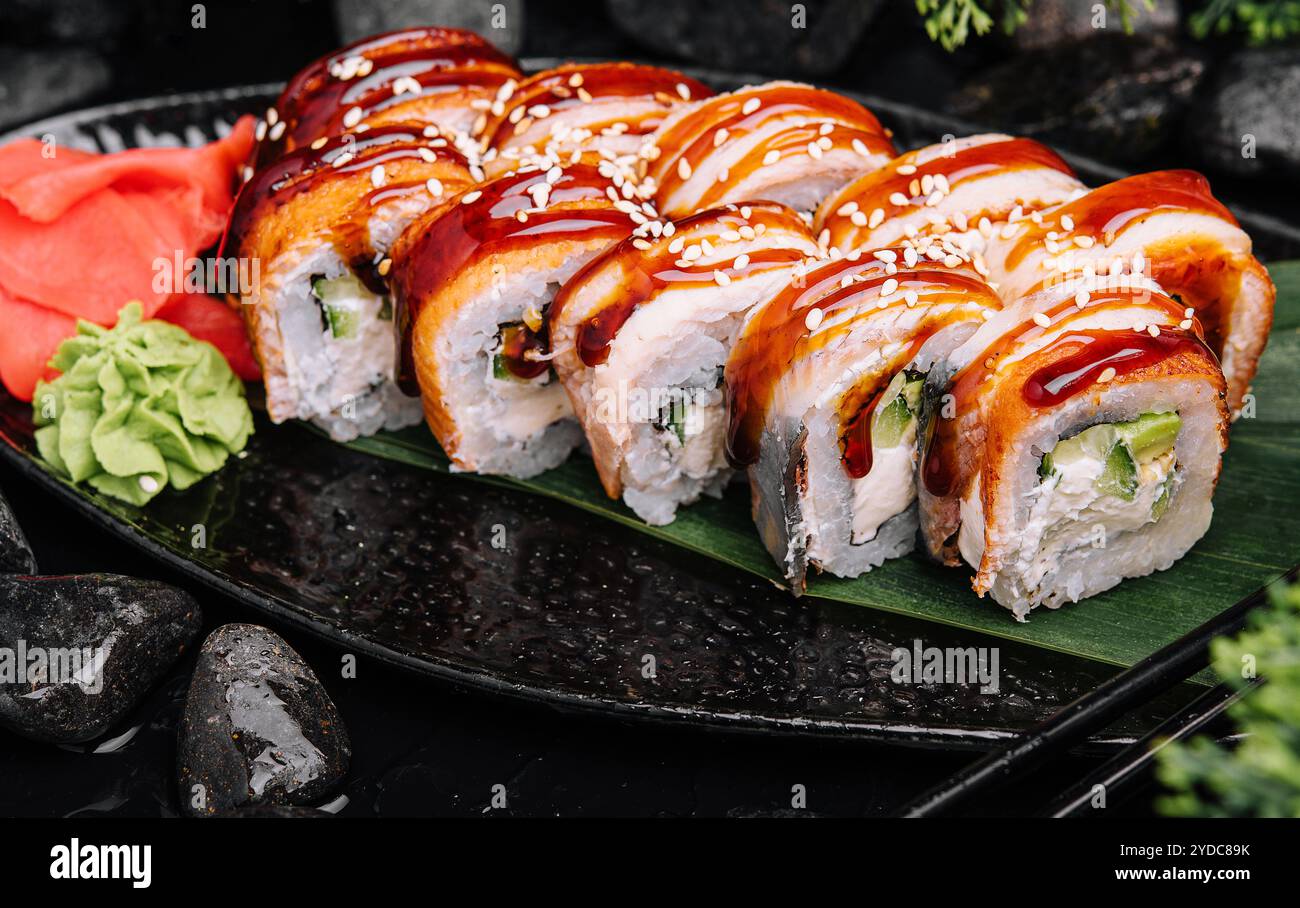 Set delicious fresh salmon sashimi hi-res stock photography and images ...