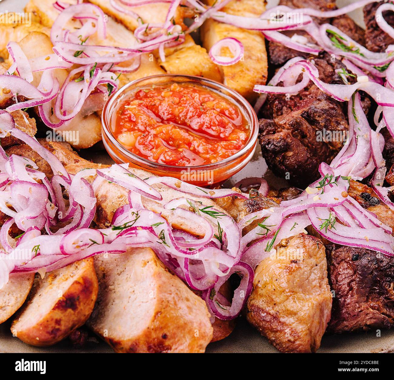 Homemade barbecue platter with ribs chicken brisket and pork Stock ...