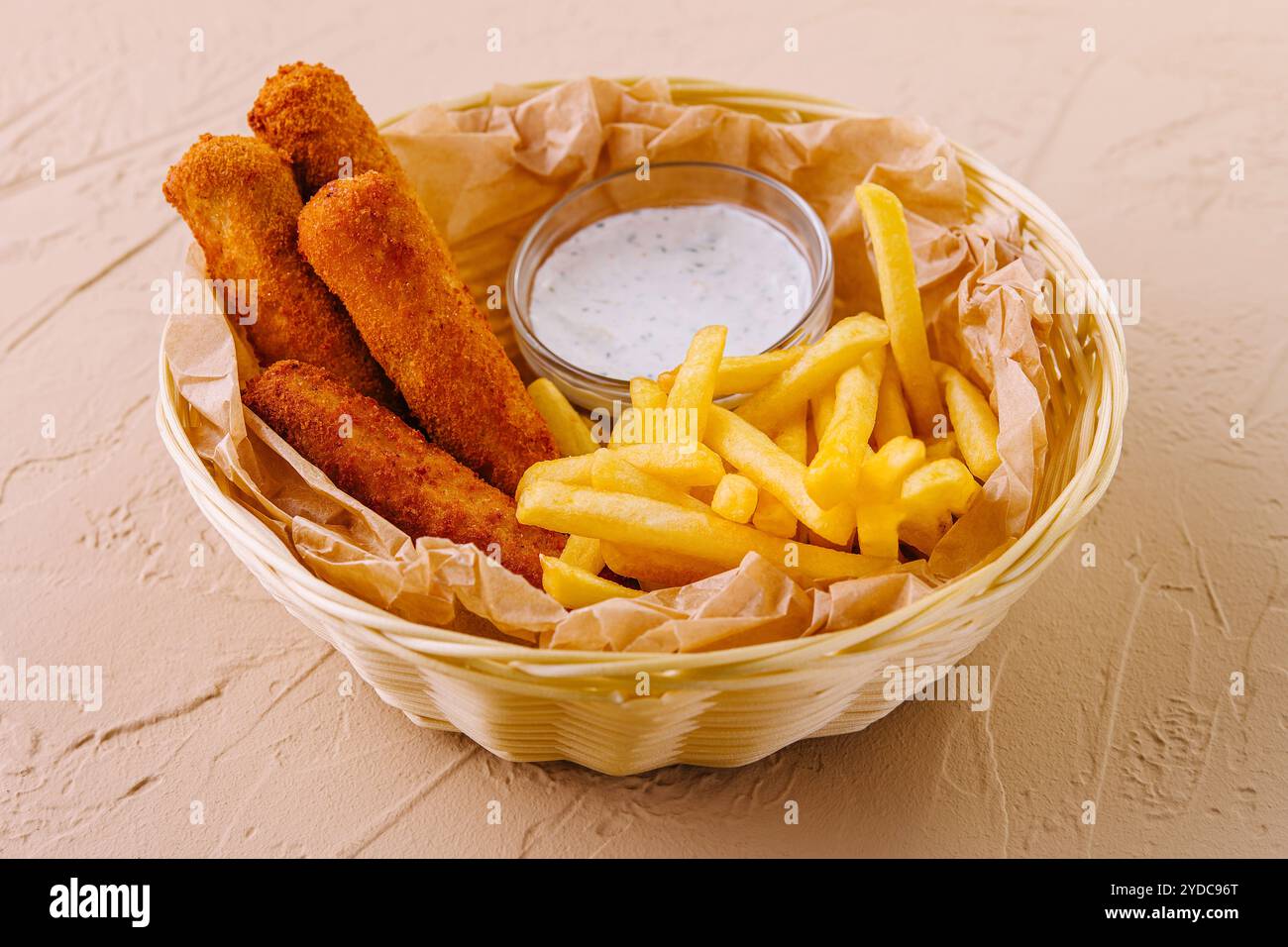 Fried chicken nuggets with french fries Stock Photo - Alamy