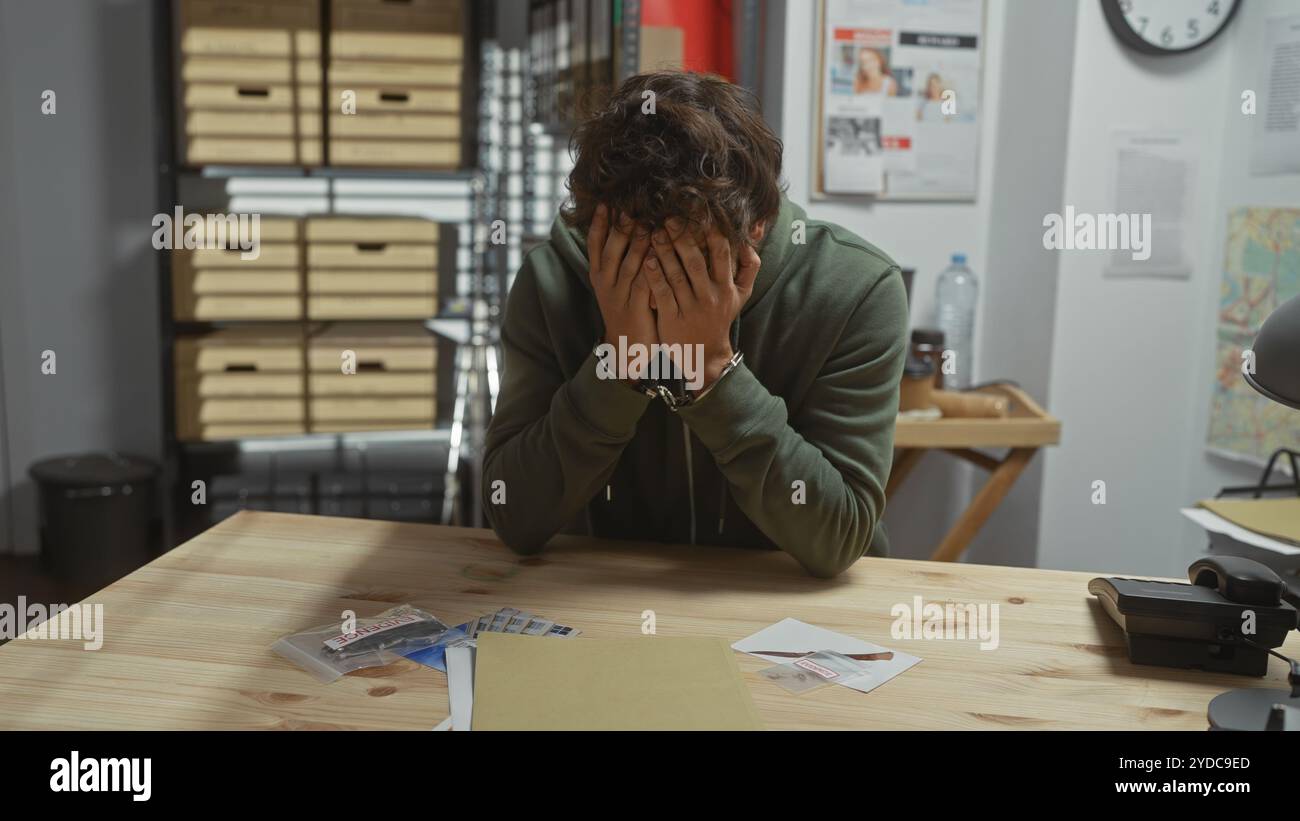 Stressed man handcuffed in detective's office contemplates evidence on ...