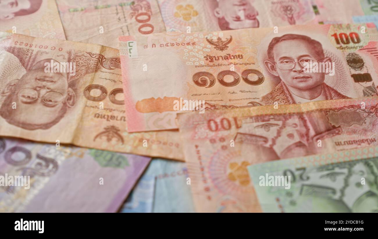 Colorful thai baht banknotes showcasing the currency notes from ...