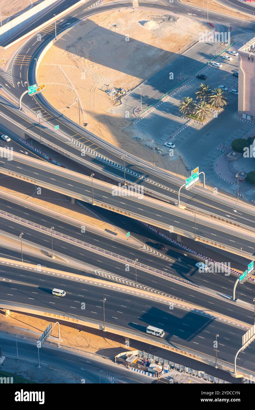 Top view of highway interchange in Dubai Stock Photo - Alamy
