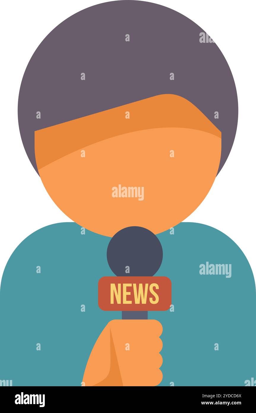 Faceless cartoon journalist holding microphone reporting breaking news Stock Vector Image & Art ...