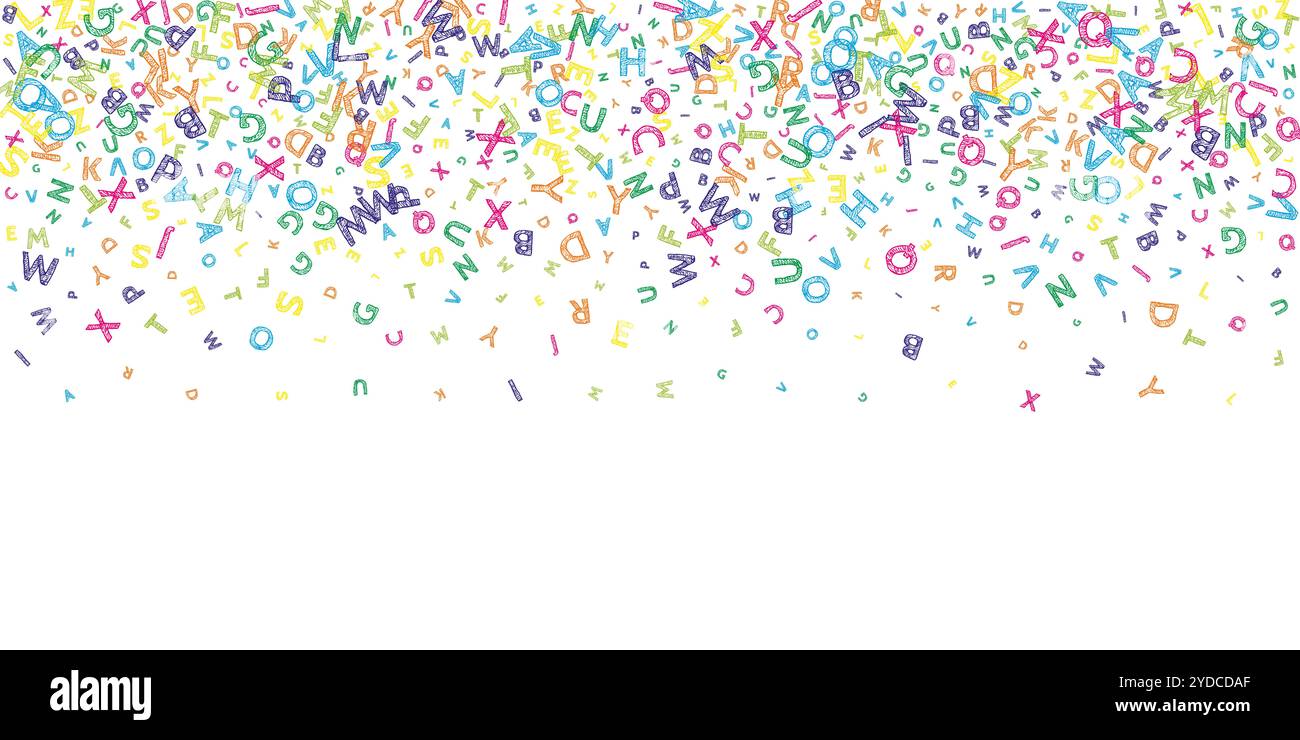 Concept of school background. Colorful childish falling letters of ...