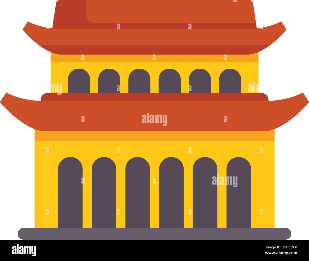 Illustration of a traditional asian temple building with a curved roof ...