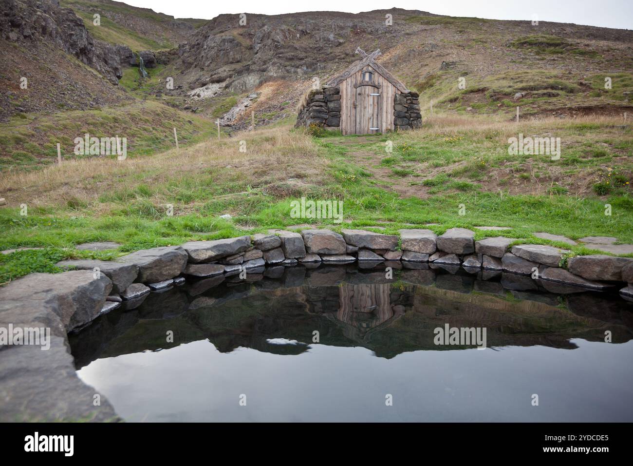 Hot spring outdoor bath in Iceland. Nordic calm nature Stock Photo - Alamy