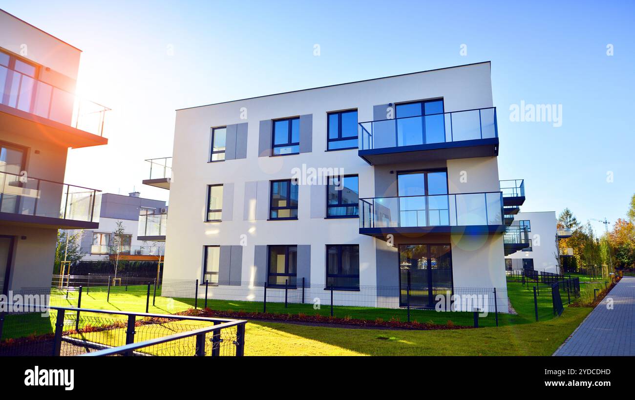 Modern multifamily building in a european city. Walls made of concrete ...