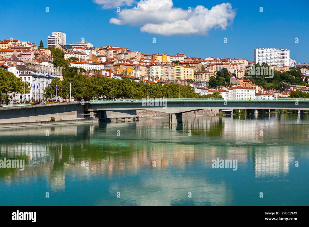 Cityscape of Lyon, France with reflections in the water Stock Photo - Alamy