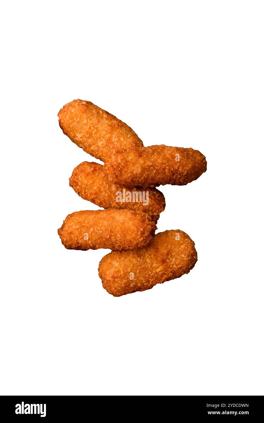 Delicious crispy cheese sticks with mozzarella, salt and spices ...