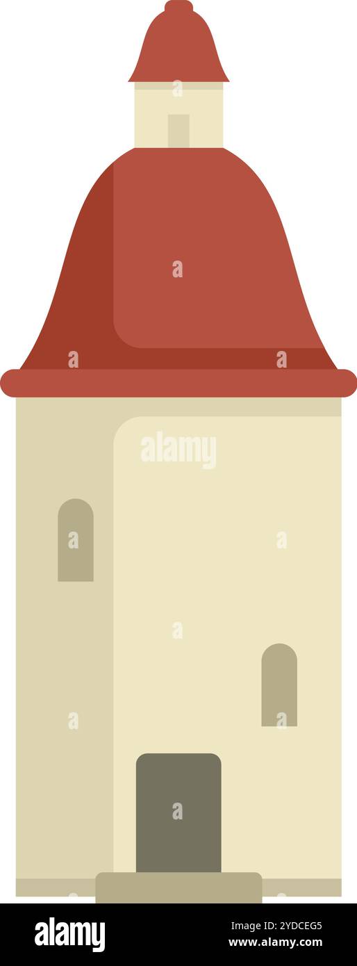 Simple vector illustration of a medieval tower, isolated on white ...