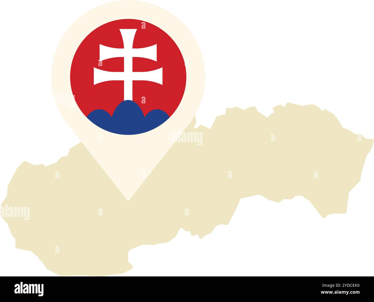 Pin pointing slovakia on a map, its national flag fluttering in the ...
