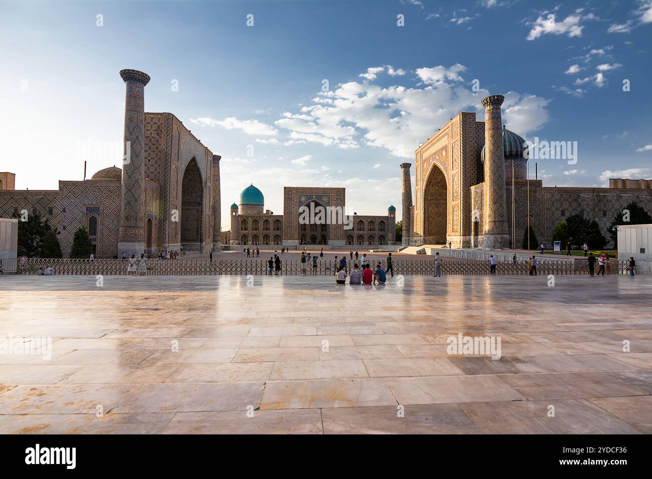 Samarkand, Uzbekistan - 05 July 2024: The three portals with their ...