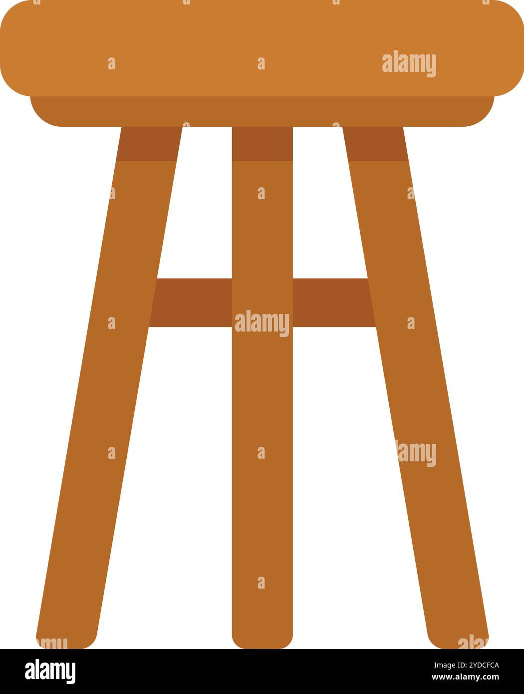 Simple wooden stool with four legs and round seat, isolated on white ...