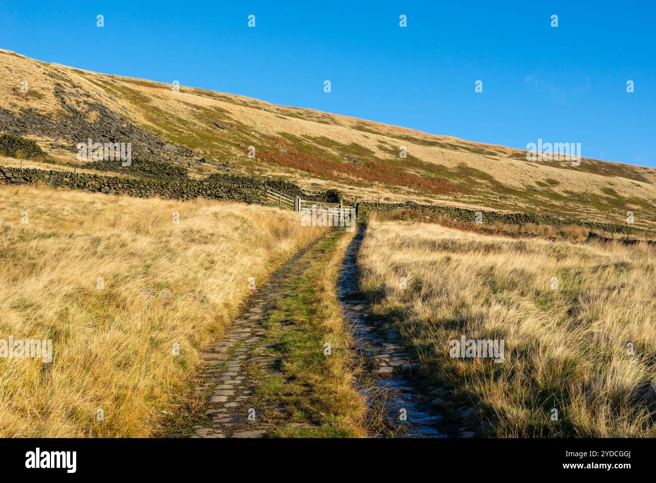 Old cobbled incline at Loftend Quarry, Crowden in the Longdendale ...