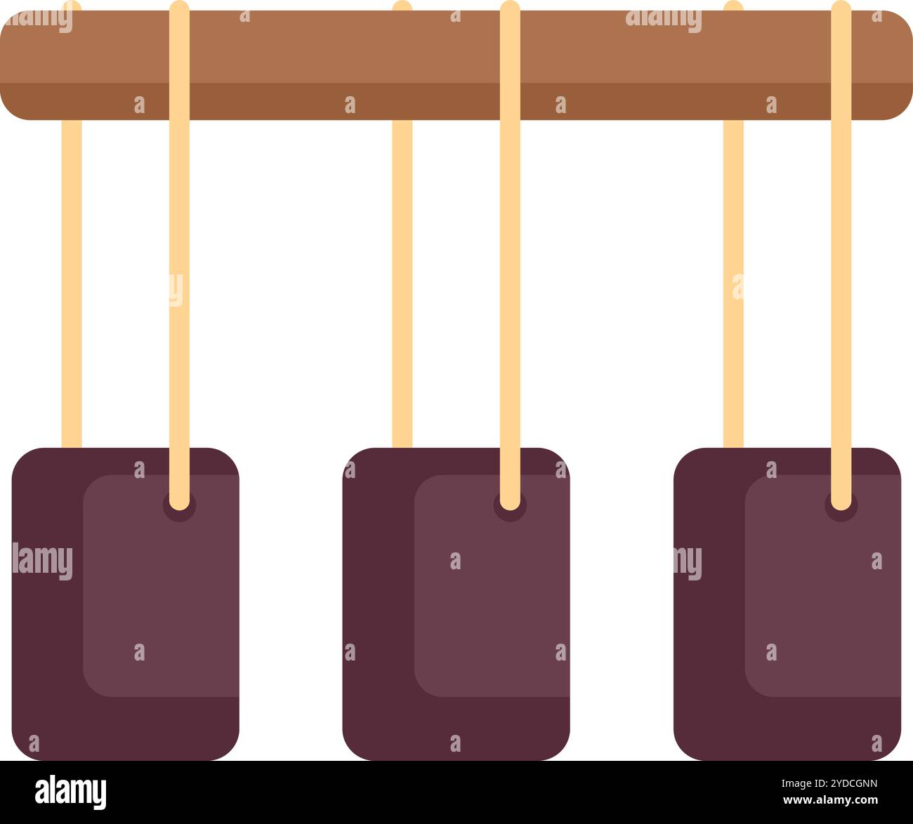 Balance balls are hanging from a wooden beam showing the laws of ...