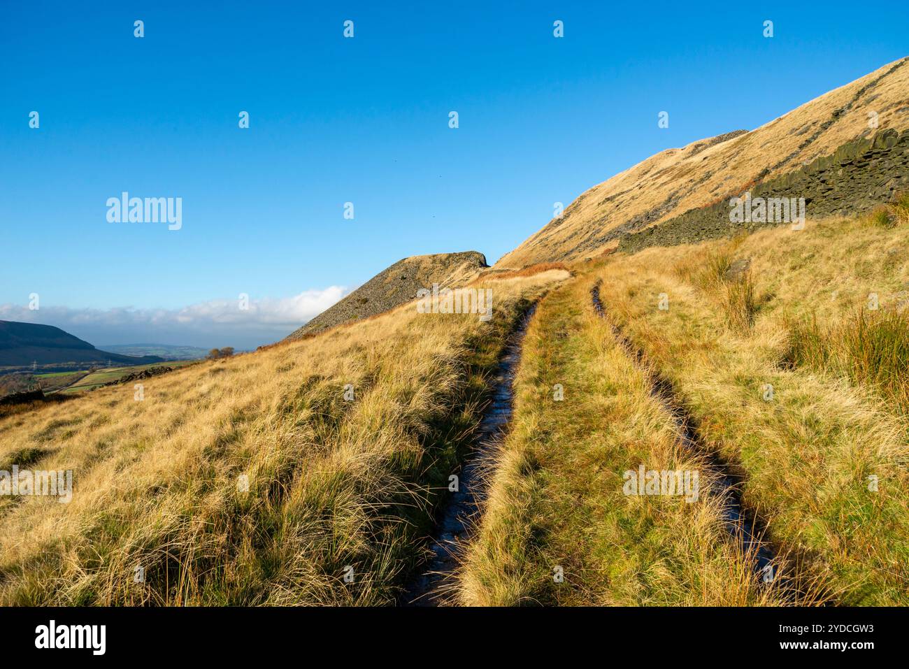 Old cobbled incline at Loftend Quarry, Crowden in the Longdendale ...