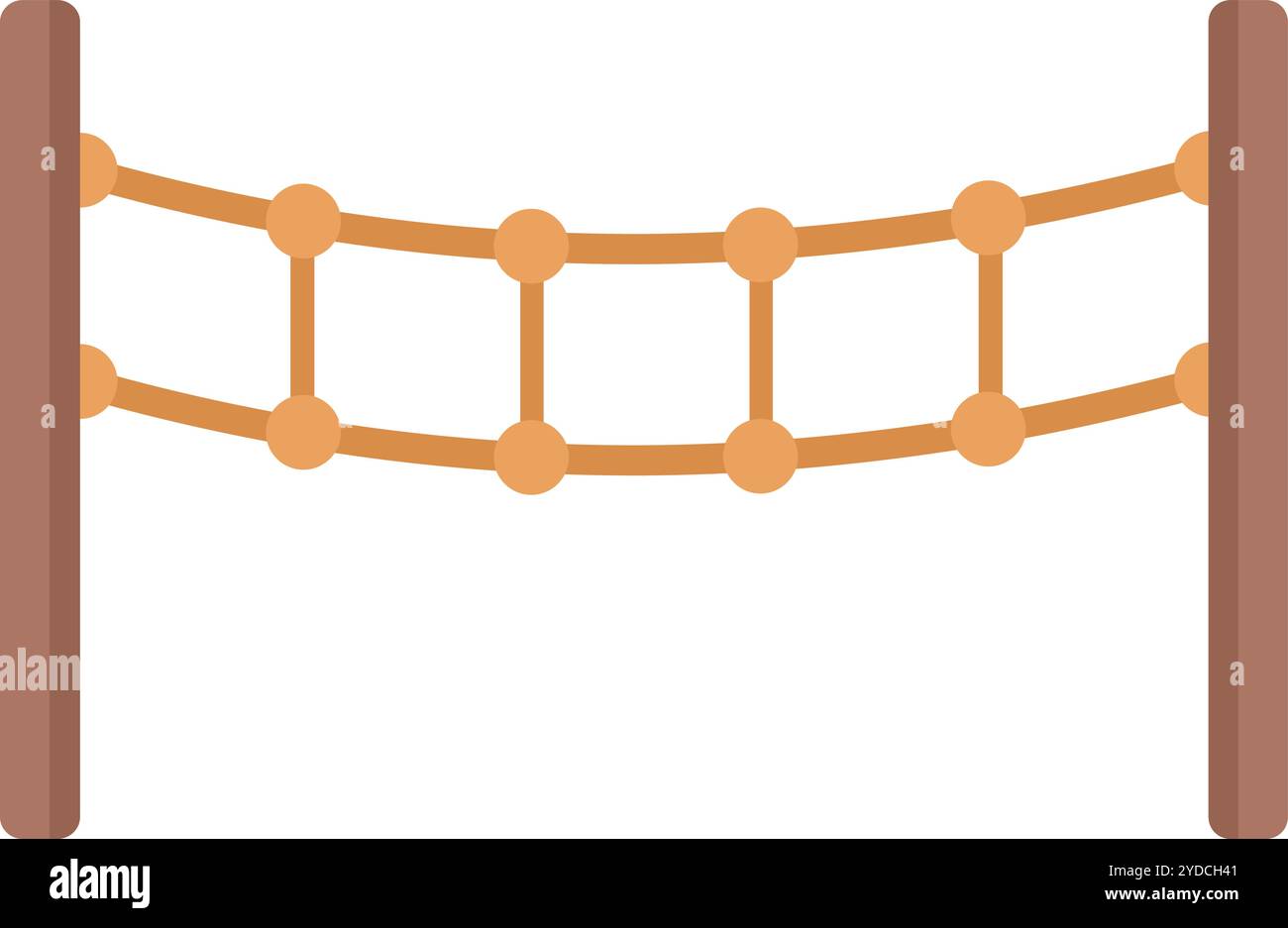 Rope bridge is an element of an obstacle course for training strength ...