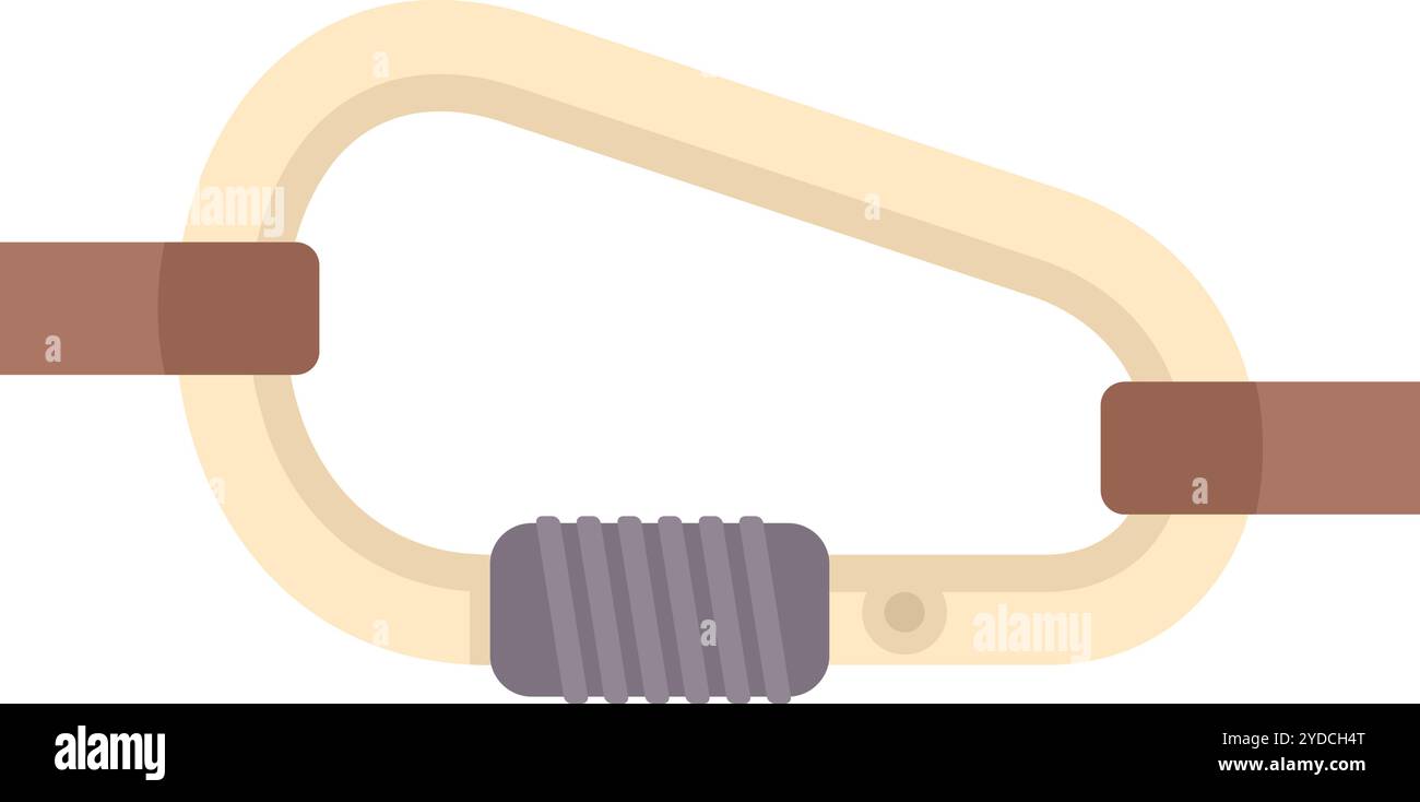Climbing carabiner icon showing knotted rope for mountain climbers, in ...