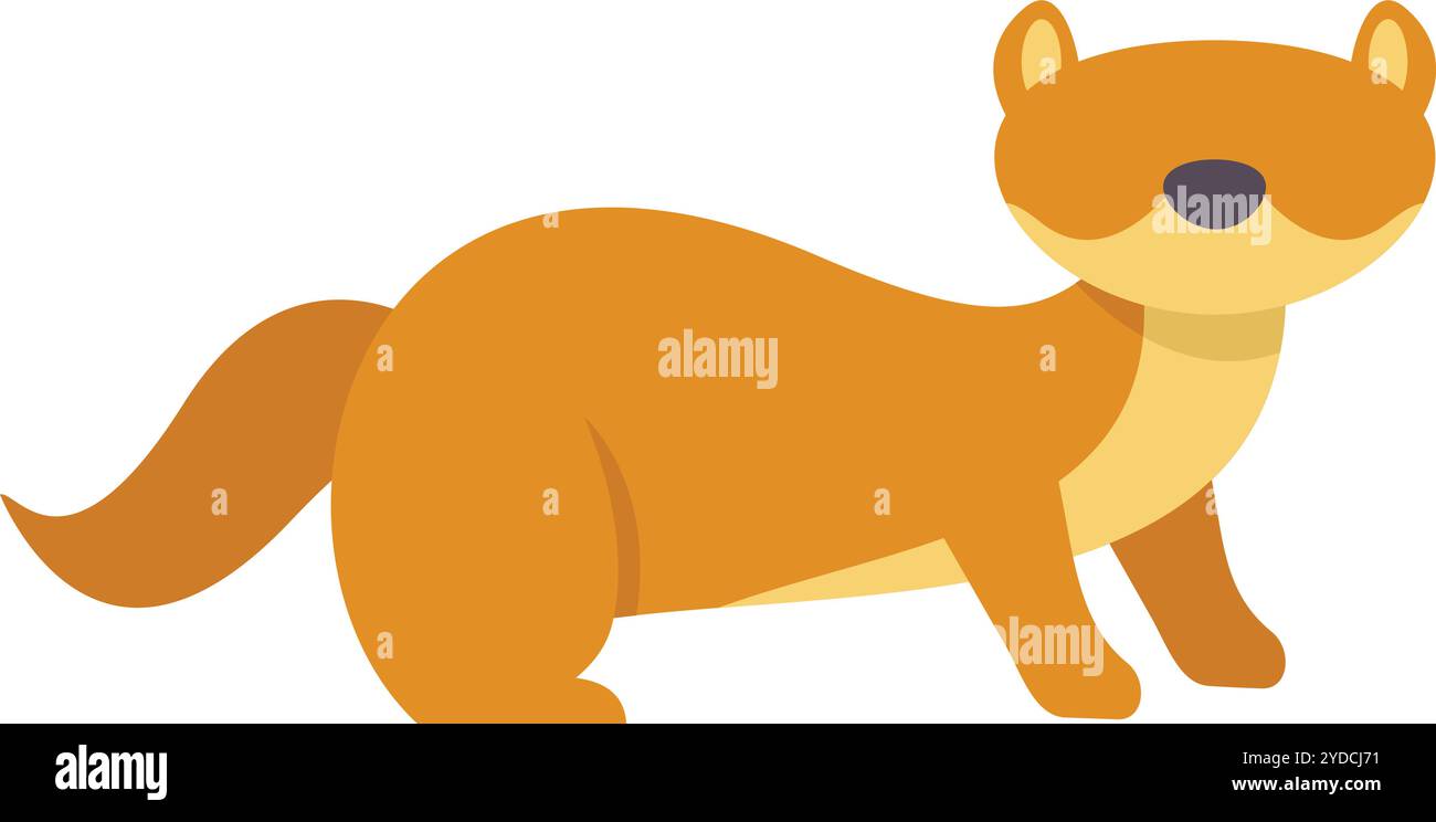 Cartoon weasel standing on four legs, a small carnivorous mammal with a ...