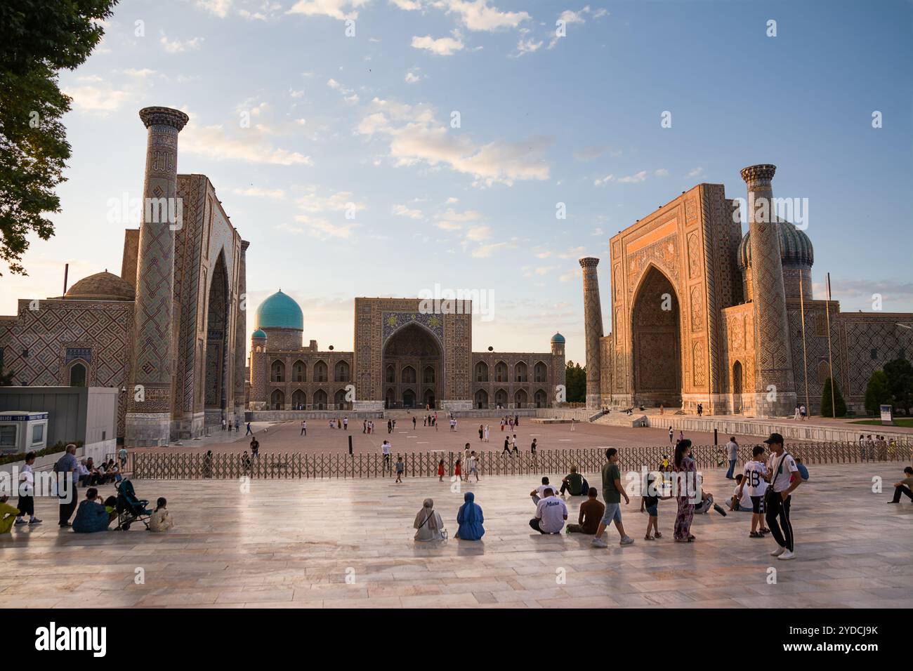 Samarkand, Uzbekistan - 05 July 2024: The three portals with their ...