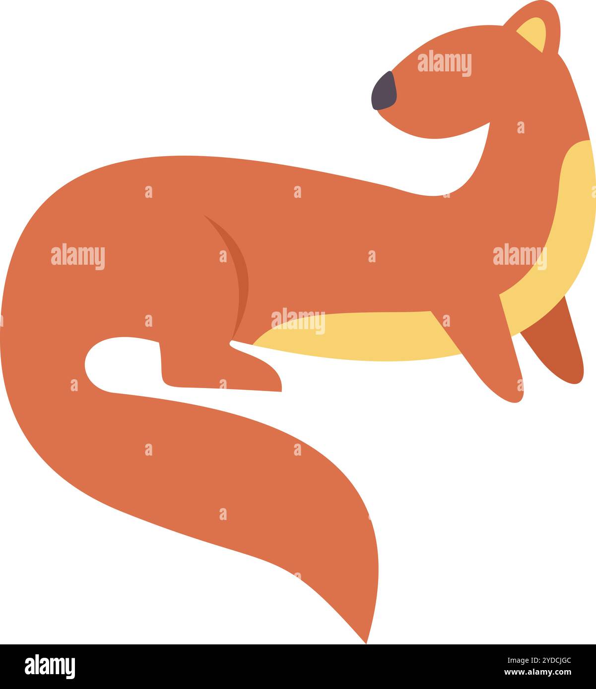 Stylized illustration of a siberian weasel standing alert and looking ...
