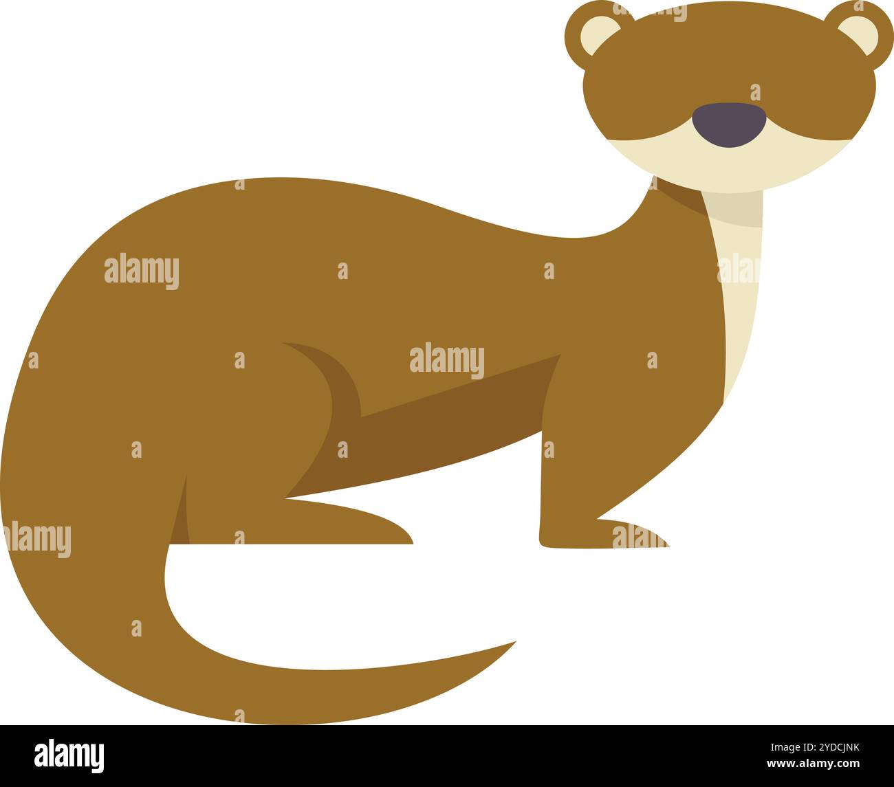 Simple cartoon illustration of a brown river otter sitting and looking ...