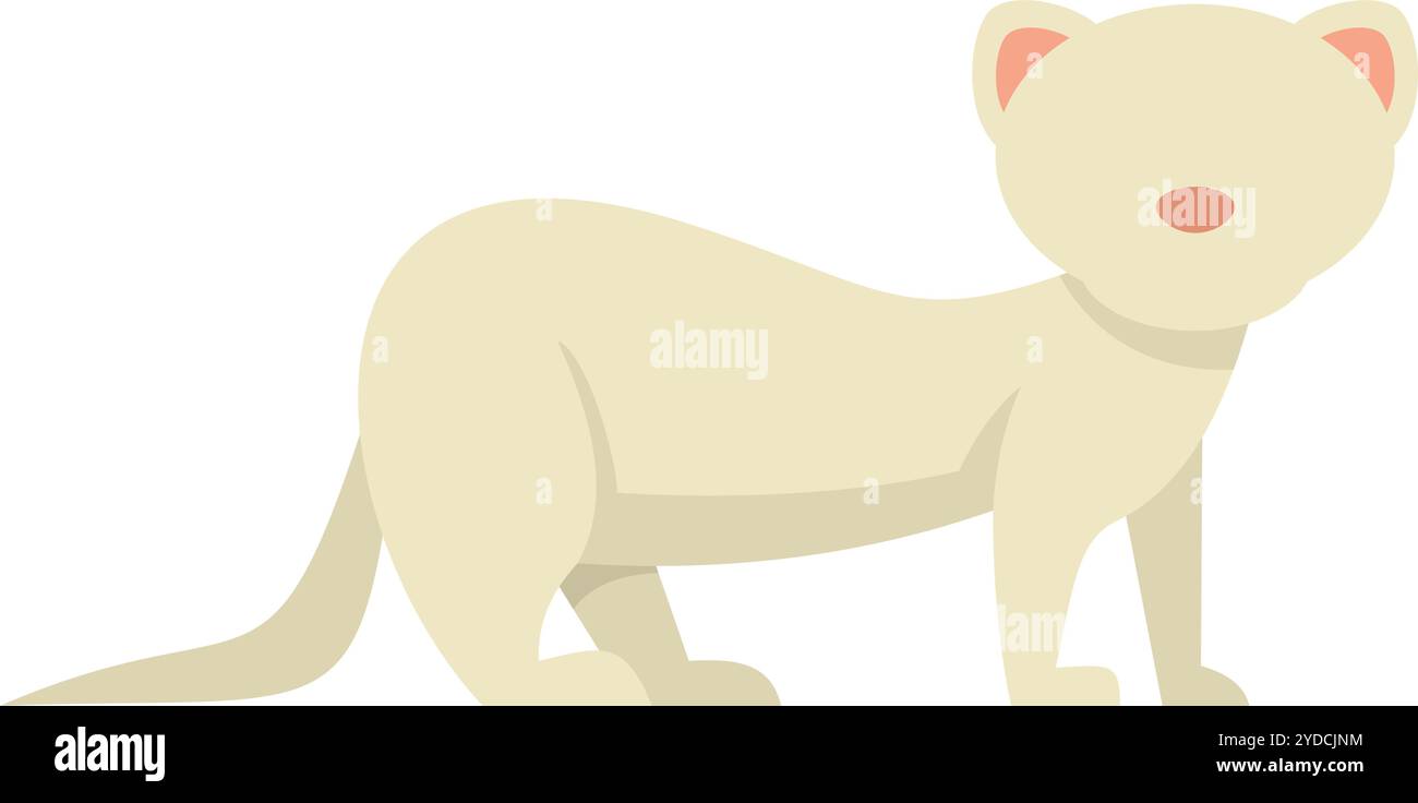 Minimalist vector illustration of a white ferret standing on four legs ...