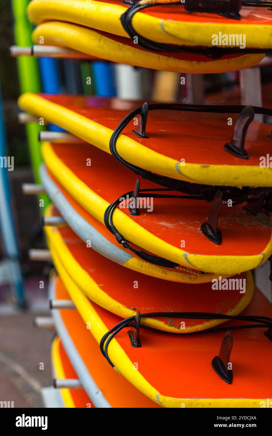 Surf boards in a stack Stock Photo - Alamy