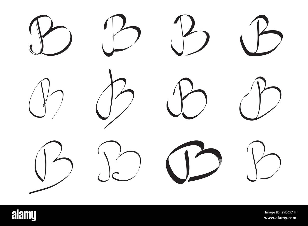 B Letter Alphabet Initial Cursive Hand Written Set for Logo Brand Stock ...