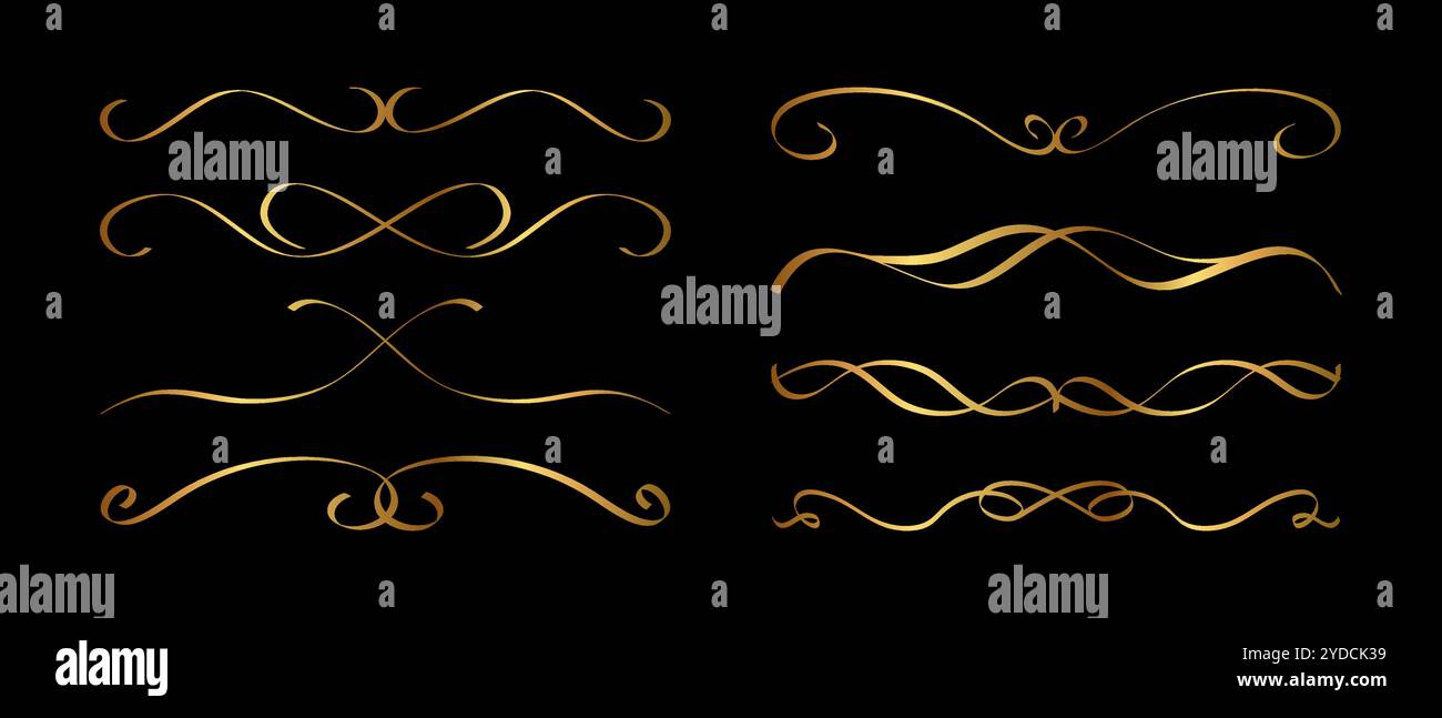 Elegant Gold Calligraphic Divider Separator Set in Victorian Cursive ...