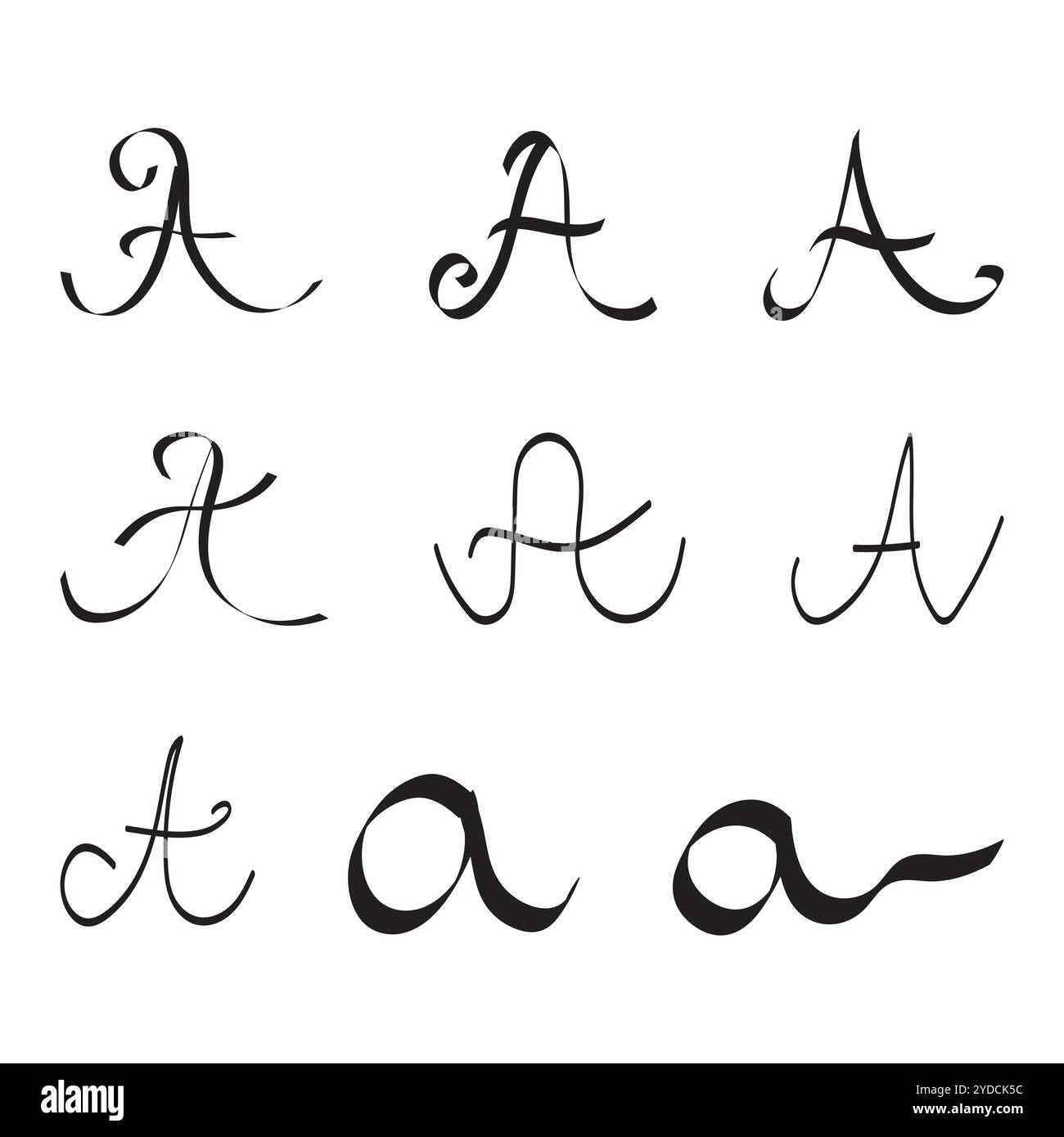 A Letter Initial Cursive Hand Written Set for Logo Brand Stock Vector ...