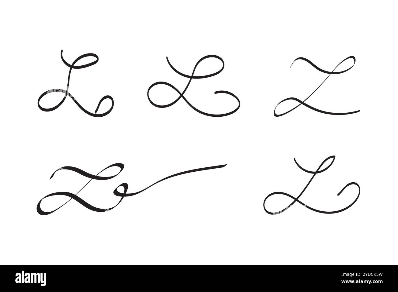 L Letter Initial Cursive Victorian Hand Written Calligraphic Alphabet ...