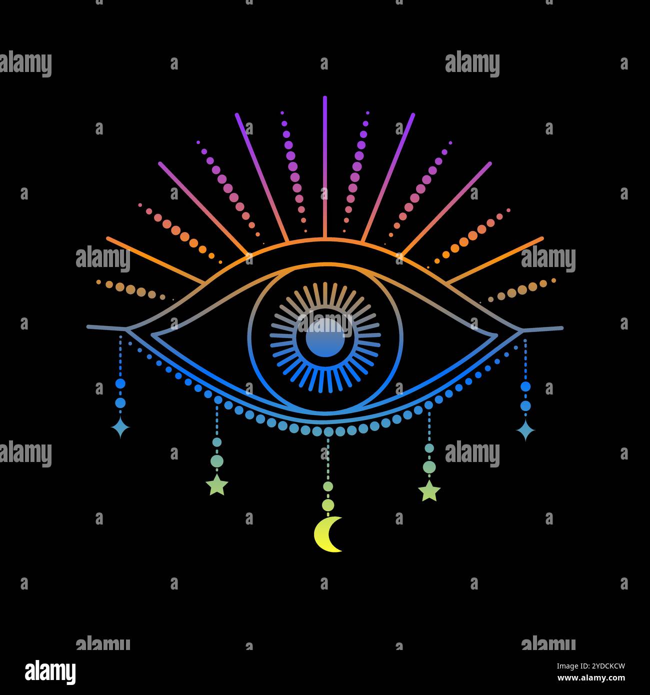 All Seeing Eye in linear style with gradient colours Stock Vector Image ...