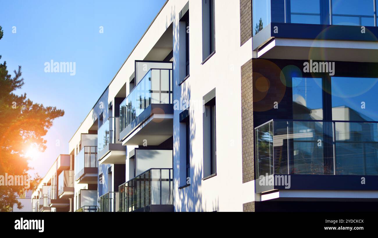 Modern multifamily building in a european city. Walls made of concrete ...