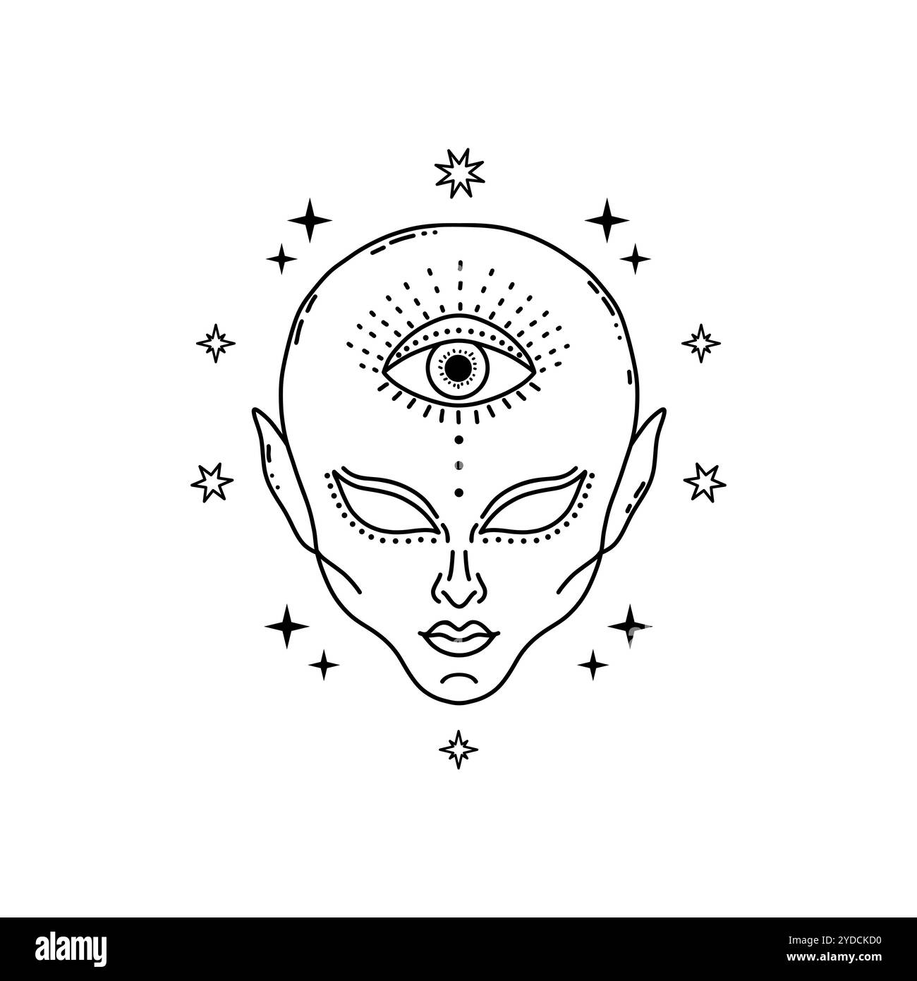 Alien face with mystical eye in doodle style Stock Vector Image & Art ...