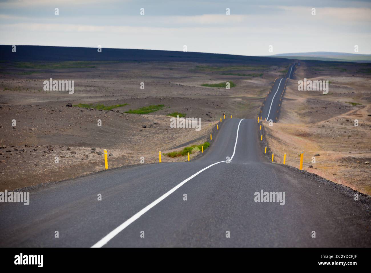 Endless Highway through Icelandic landscape. Filtered shot Stock Photo ...