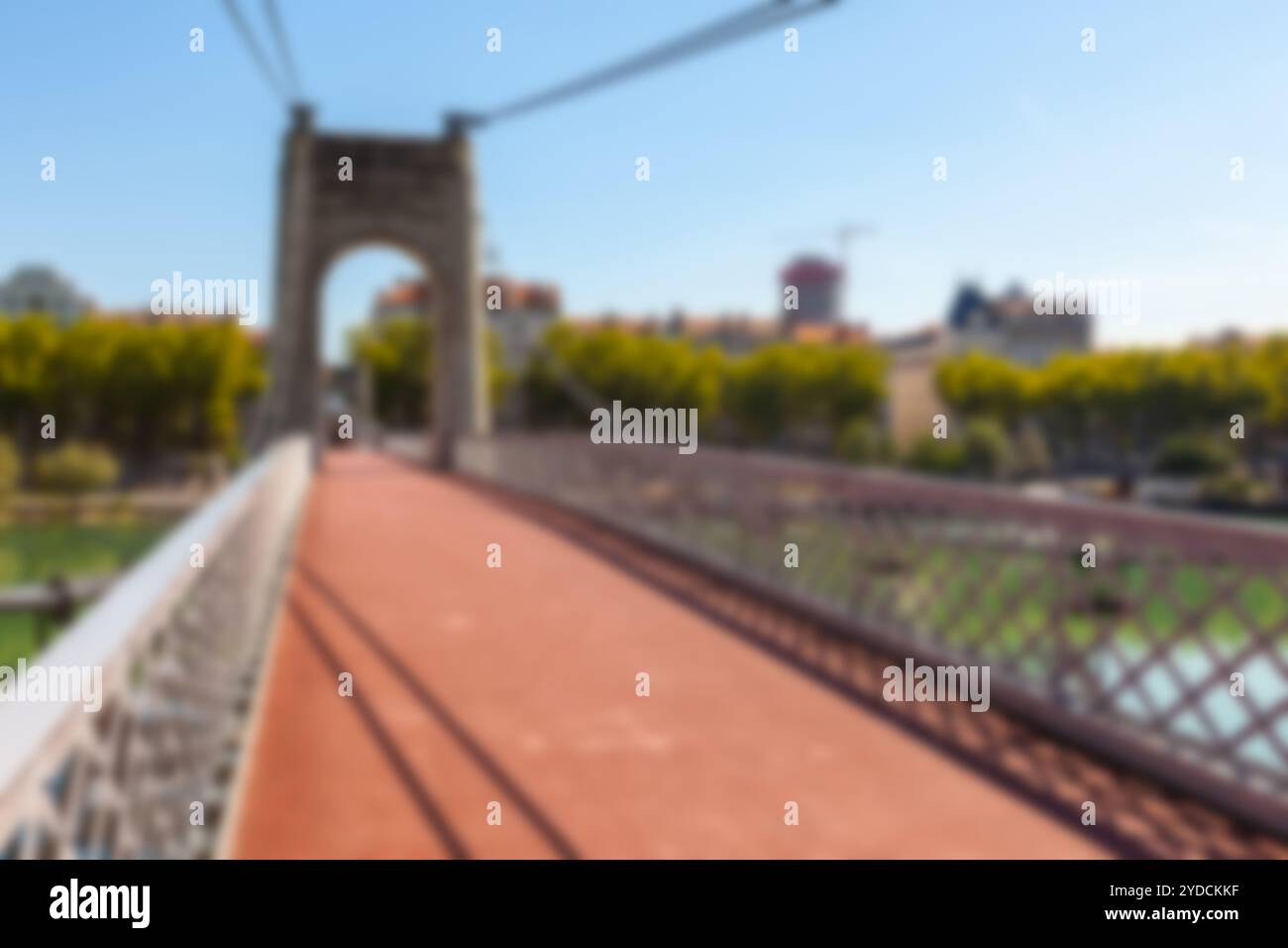 Old Passerelle du College bridge over Rhone river in Lyon, France Stock ...