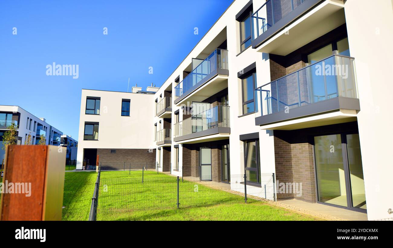 Modern eco friendly apartment buildings with green trees. Modern ...